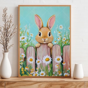 Rabbits in Spring Print Easter Printable Wall Art Easter Bunny Wall Art ...