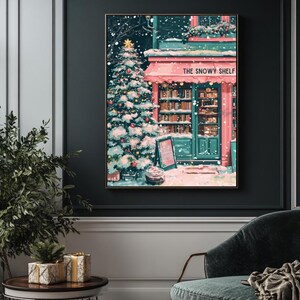 Winter Bookstore Art Print Anime Style Bookshop Print NYC Pink ...