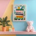 Pastel Book Stack Wall Art Floral Bookshelf Print Cozy Reading Nook ...