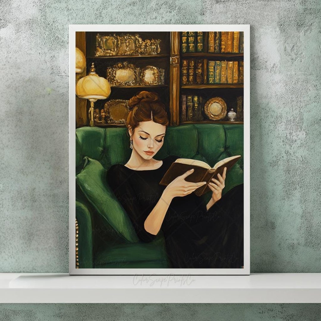 Reading Woman Painting Victorian Woman Reading Print Bookish Wall Art ...