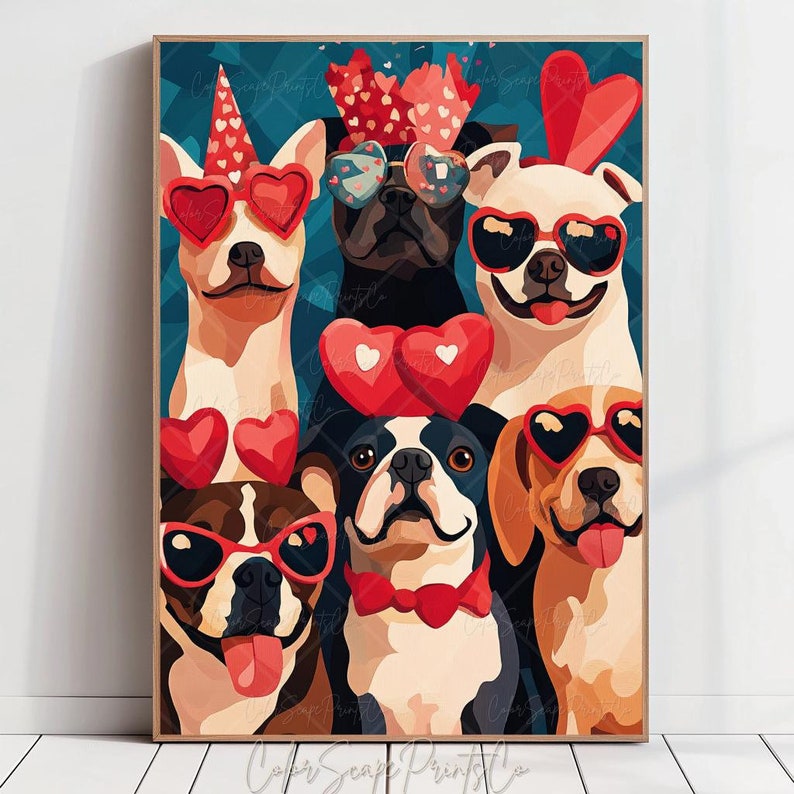 Dog Valentines Day Print Valentine's Day Dog Coquette Print Dog Lover ...