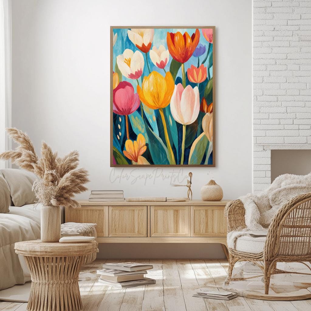 Colorful Spring Flowers Print Tulip Field Print Colorful Flowers ...