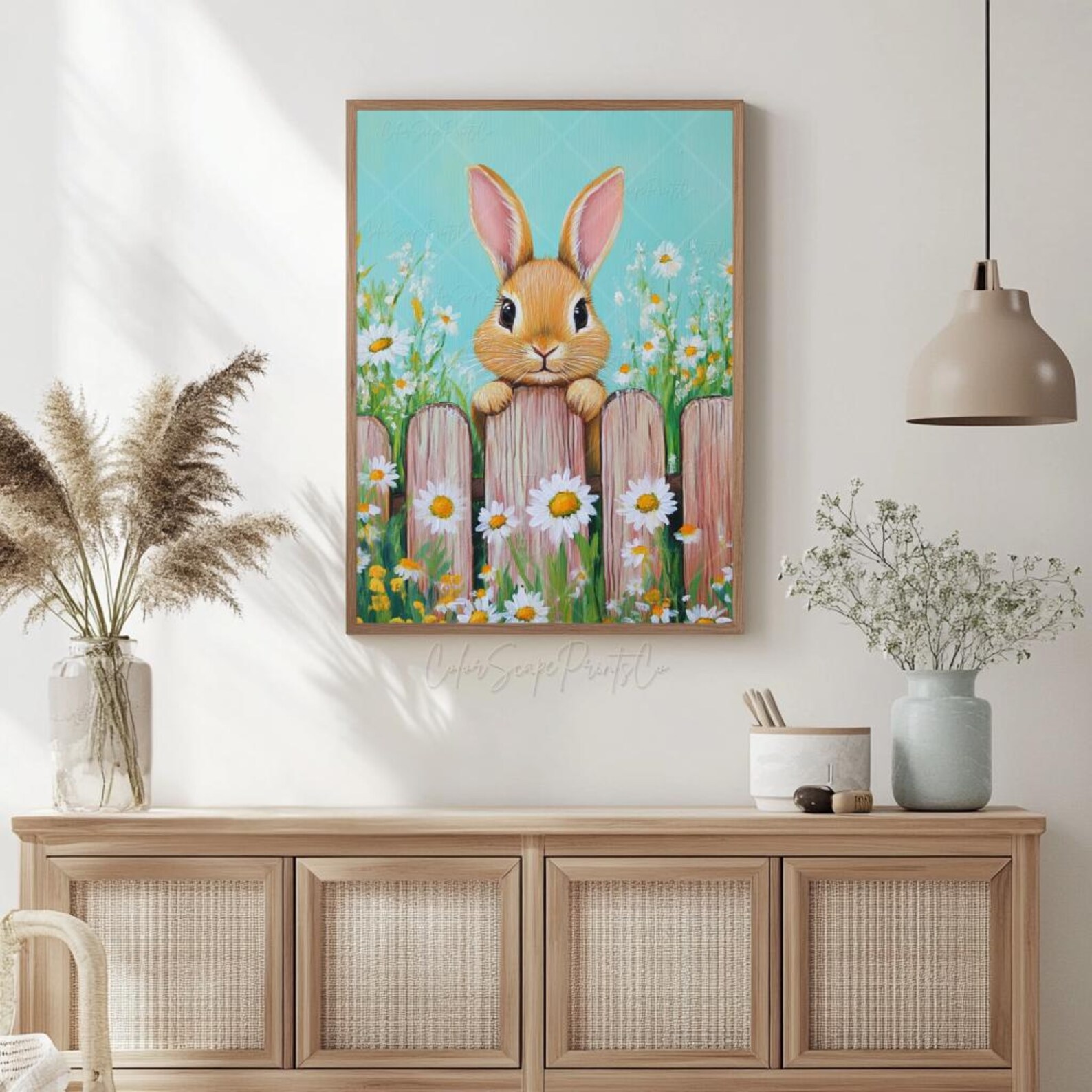 Rabbits in Spring Print Easter Printable Wall Art Easter Bunny Wall Art ...