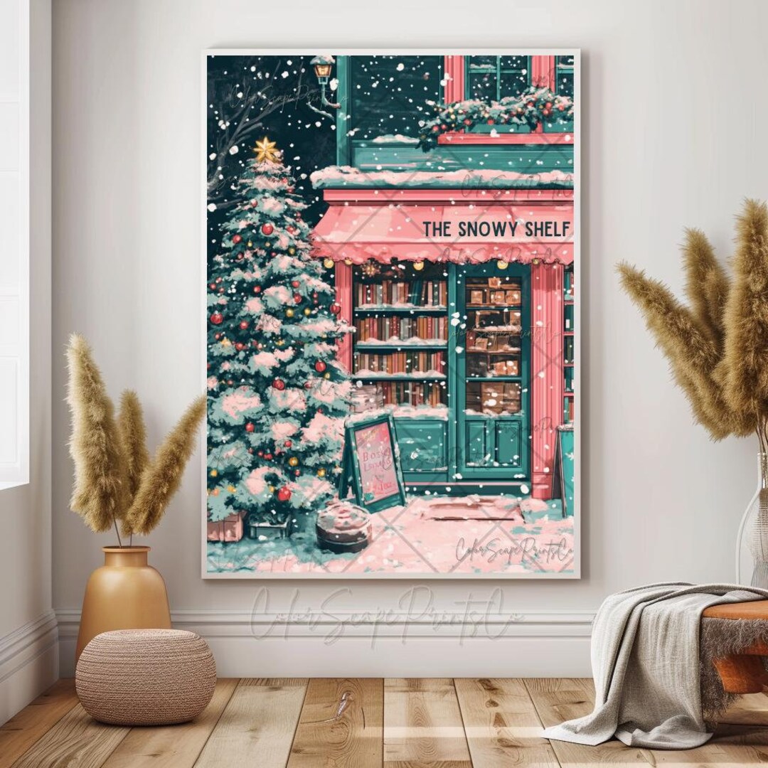Winter Bookstore Print Anime Style Bookshop Print New York Bookstore ...