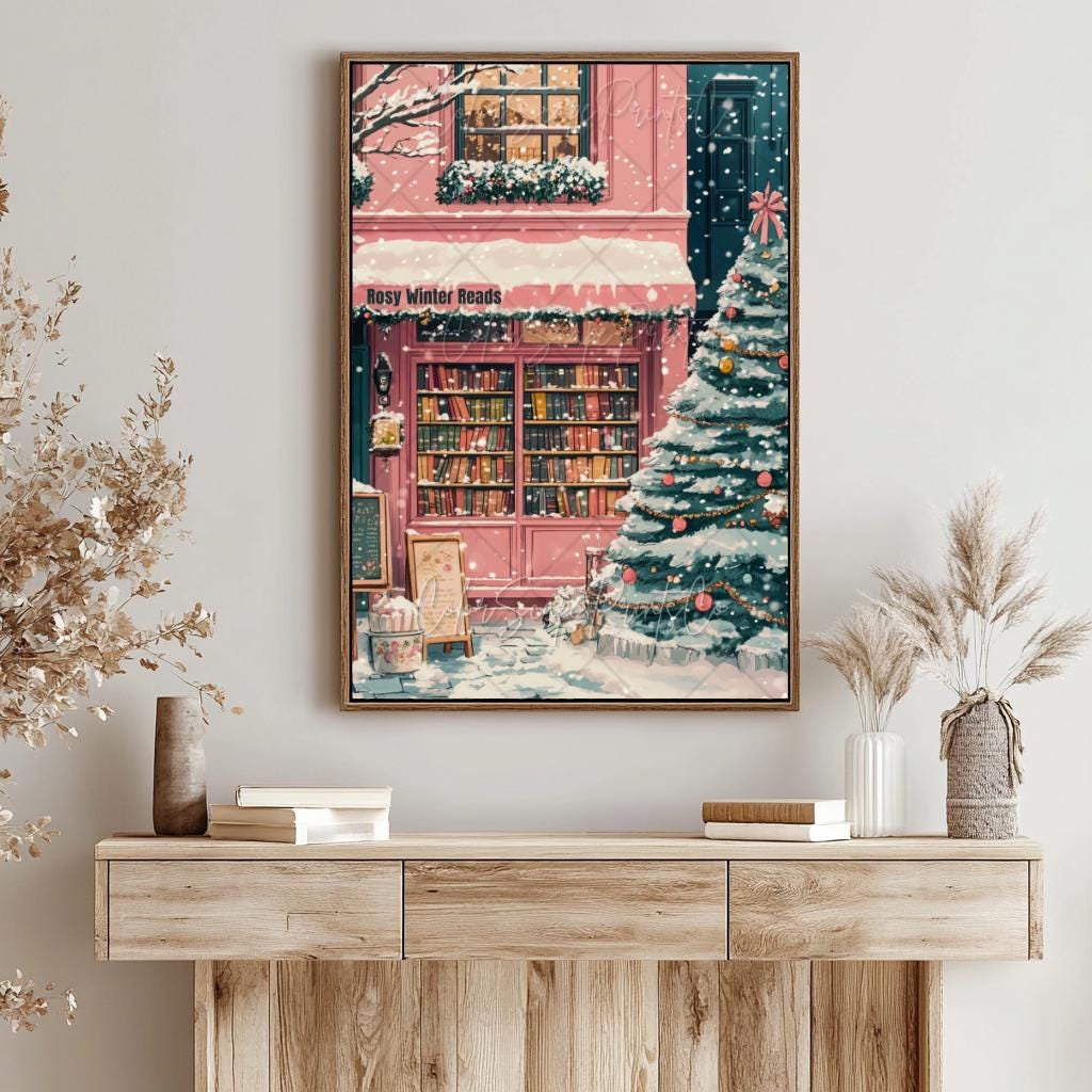 Winter Bookstore Print Snowy Bookshop New York Bookstore Poster NYC ...