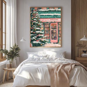 Winter Bookstore Painting Anime Style Bookshop New York Bookstore ...