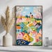 Colorful Spring Village Wall Art Easter Village Print Countryside ...
