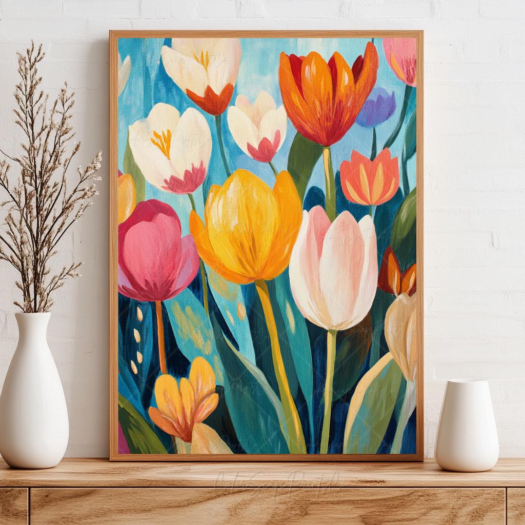 Colorful Spring Flowers Print Tulip Field Print Colorful Flowers ...