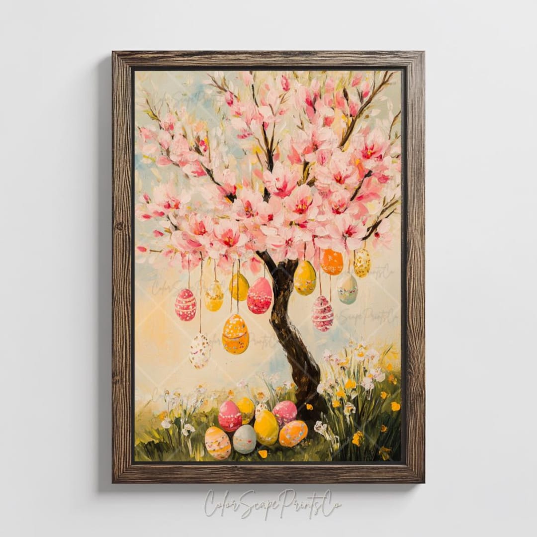 Vintage Easter Tree Print Spring Landscape Painting Whimsical Easter ...