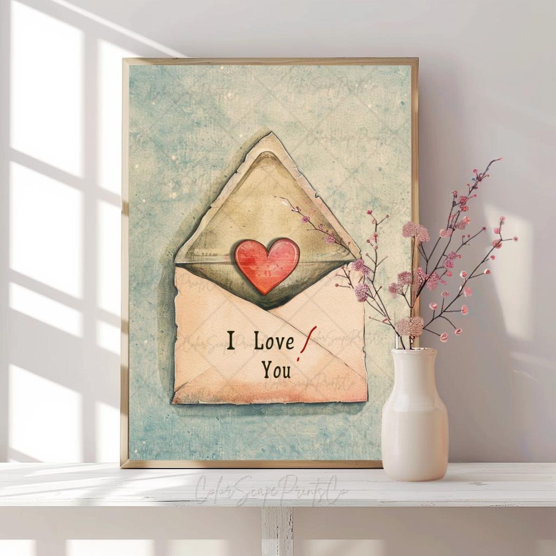 I Love You Print Love Letter Painting Love You Art Print Valentines Day ...