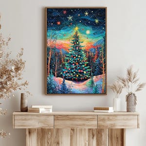 Colorful Christmas Tree Painting Colorful Christmas Printable Christmas ...