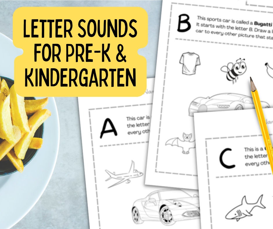 Letter Sounds Matching Worksheets for Preschool Pre-k + Kindergarten ...