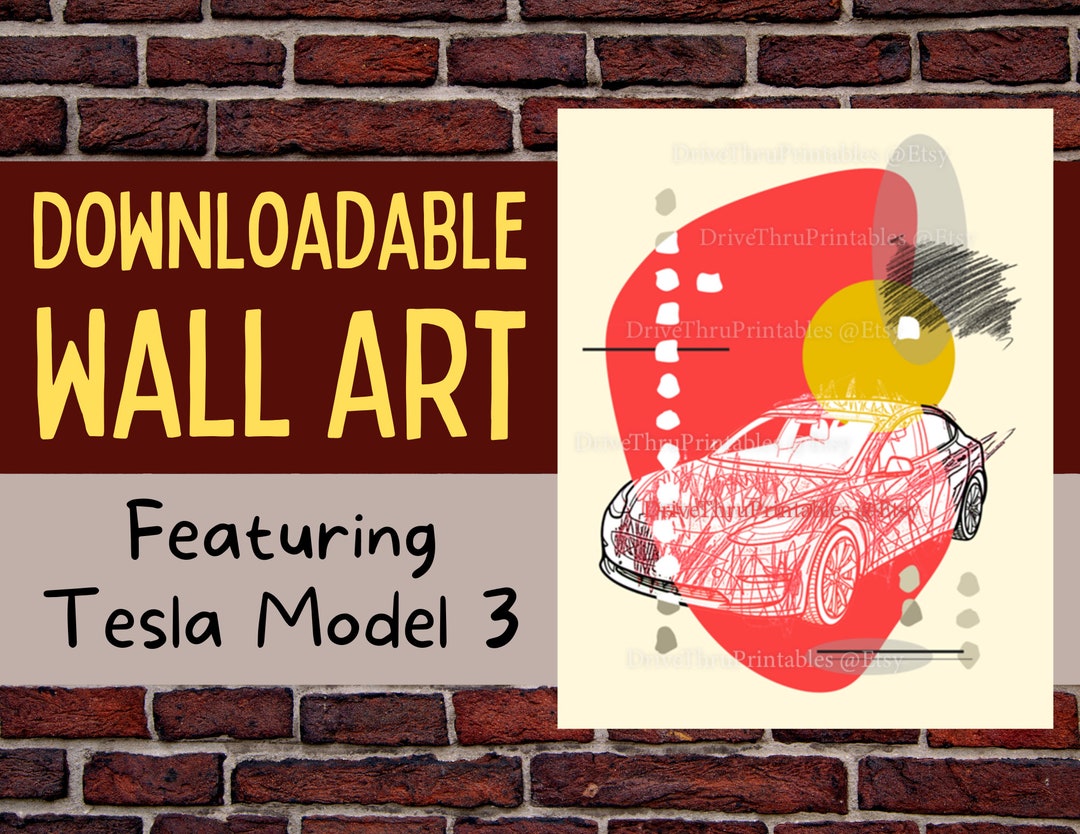Car WALL ART Instant Download - Tesla Model 3 - Boy Room Decor ...