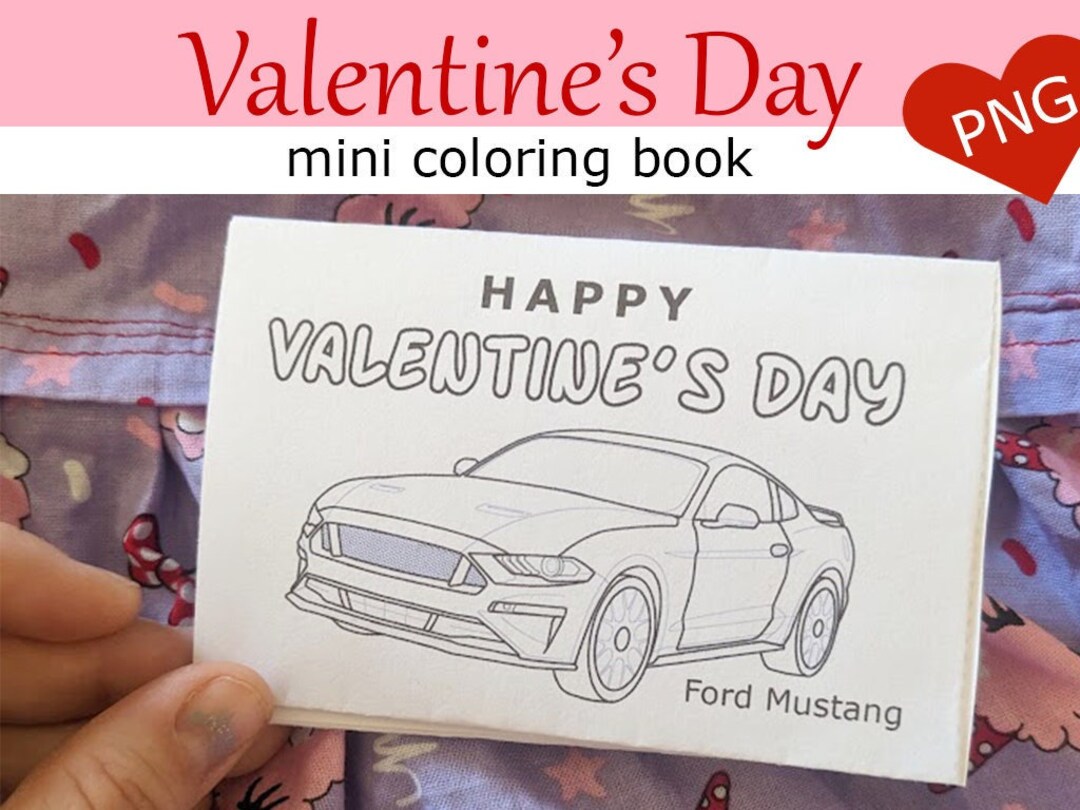 Car Valentine's Day Mini Coloring Book Activity Printable Digital PNG ...