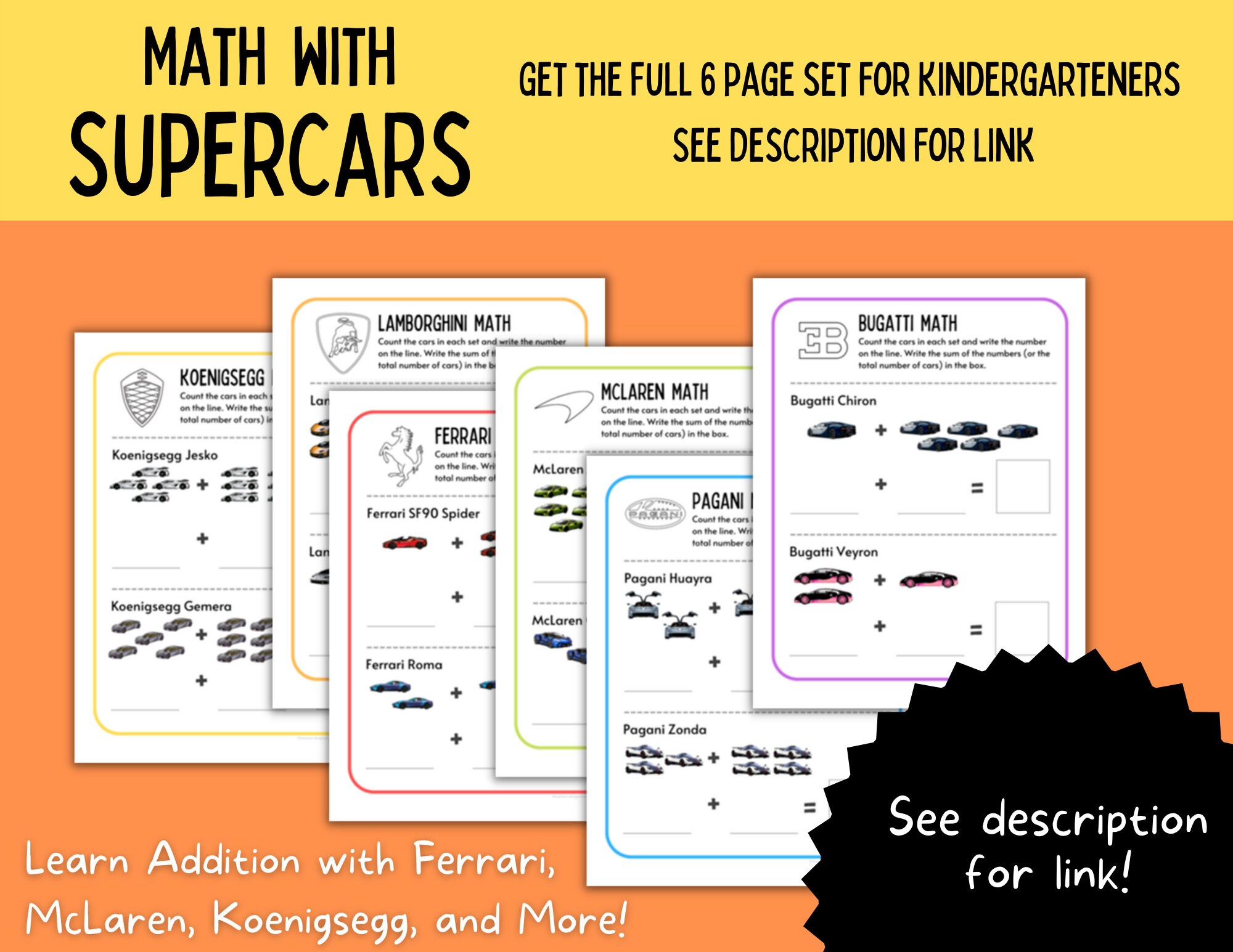 Math Worksheet for Kindergarten SET OF 2 Learn Addition - Etsy