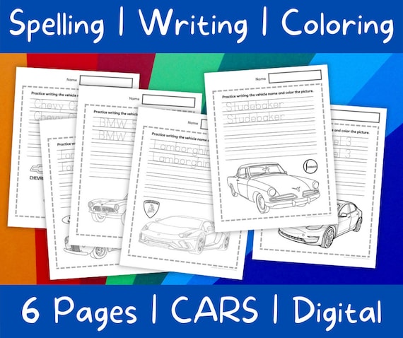 Coloring Pages Writing Practice Worksheets Spelling - Etsy