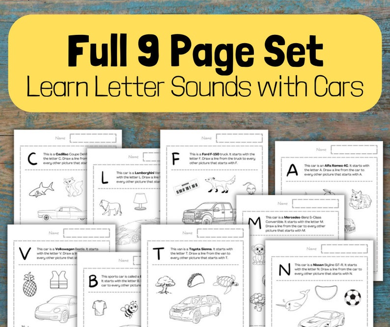Letter Sounds Matching Worksheets for Preschool Pre-k + Kindergarten ...