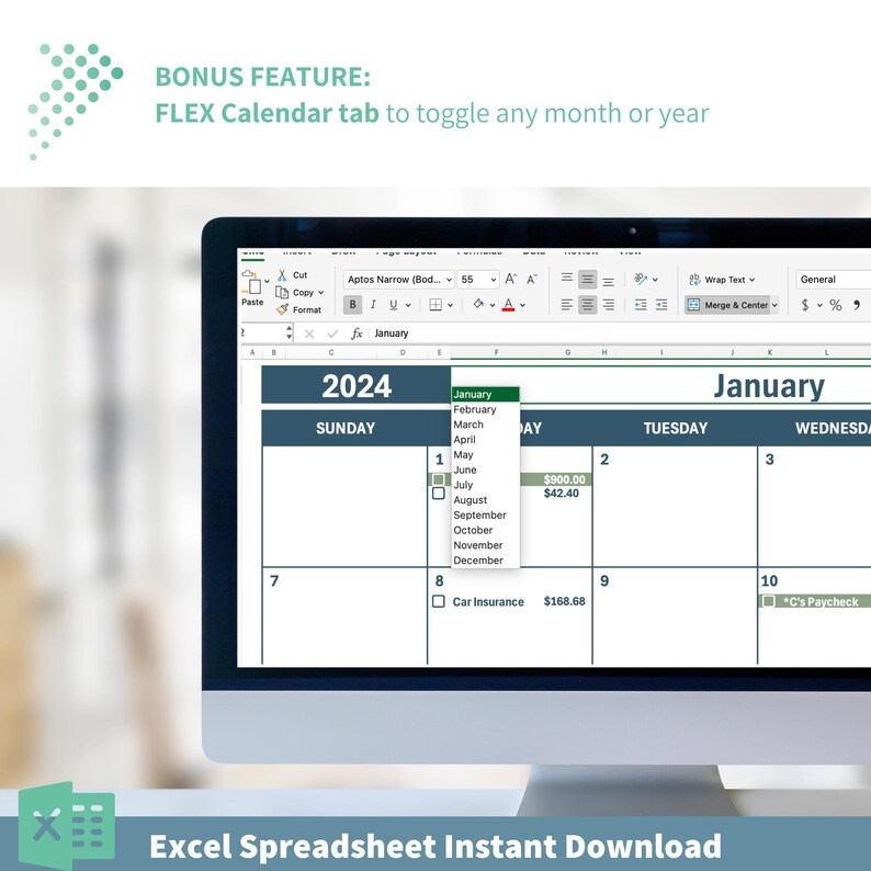 Monthly Income & Bill Tracker | Budgeting Calendar Excel Template | 12 ...
