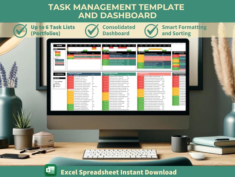 Task Management Template and Dashboard | Team and Project Management ...