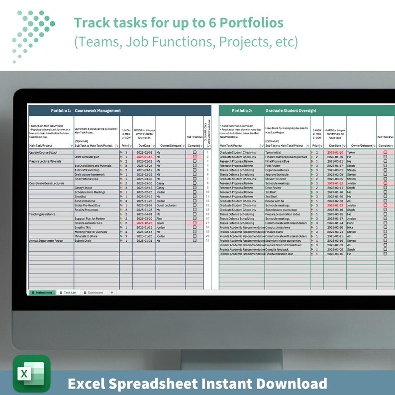 Task Management Template and Dashboard | Team and Project Management ...