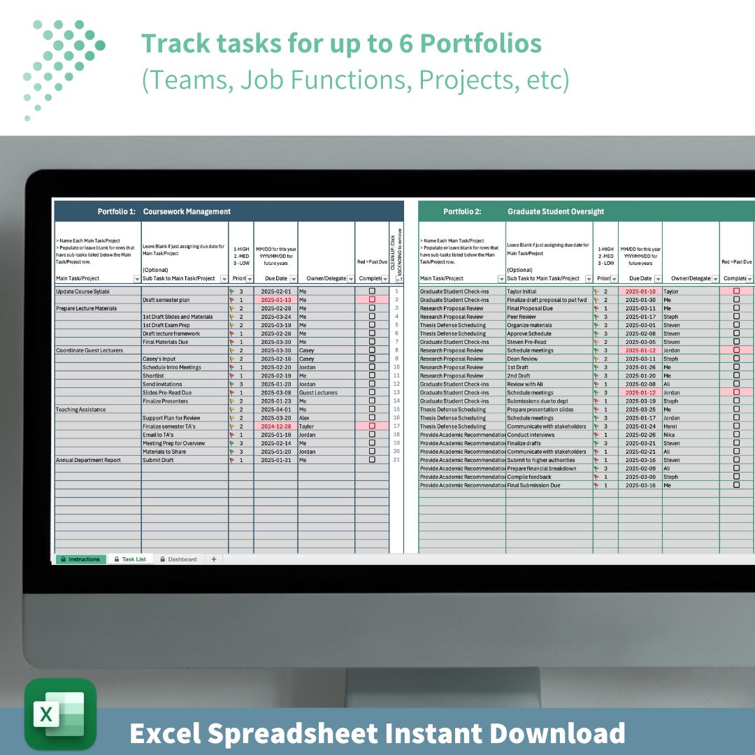 Task Management Template and Dashboard | Team and Project Management ...