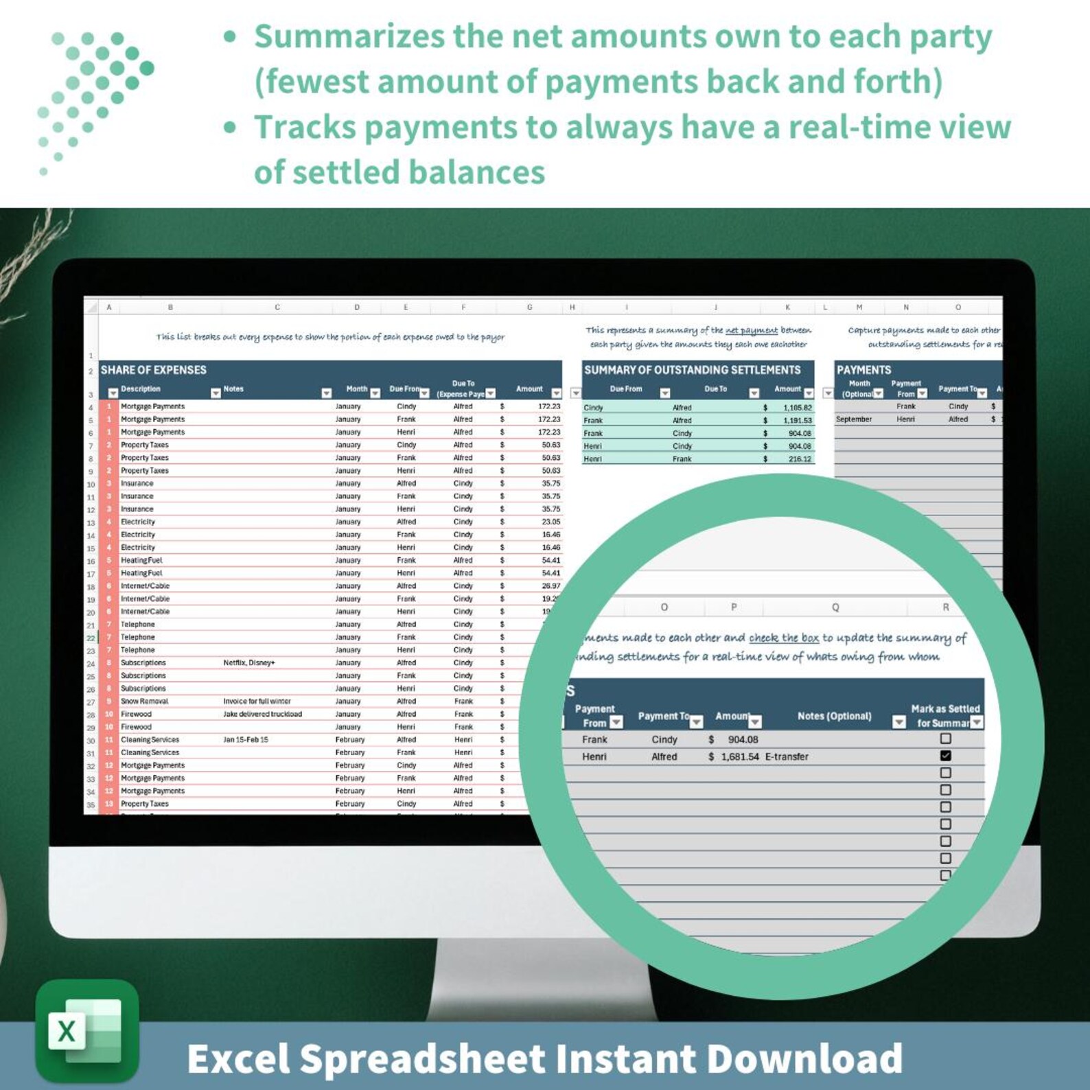 Expense Splitter - up to 8 Parties | Excel Tool for Sharing Property ...