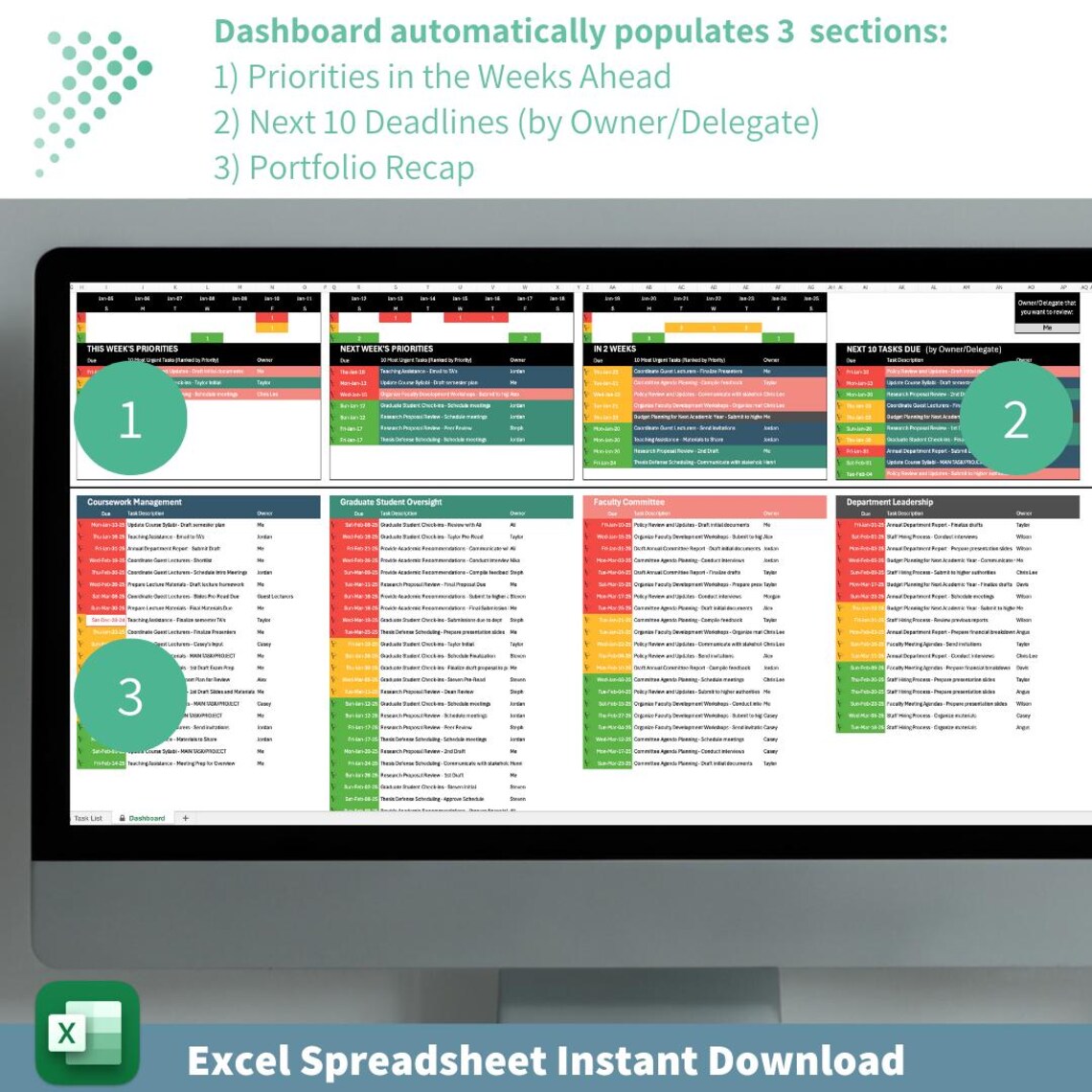 Task Management Template and Dashboard | Team and Project Management ...
