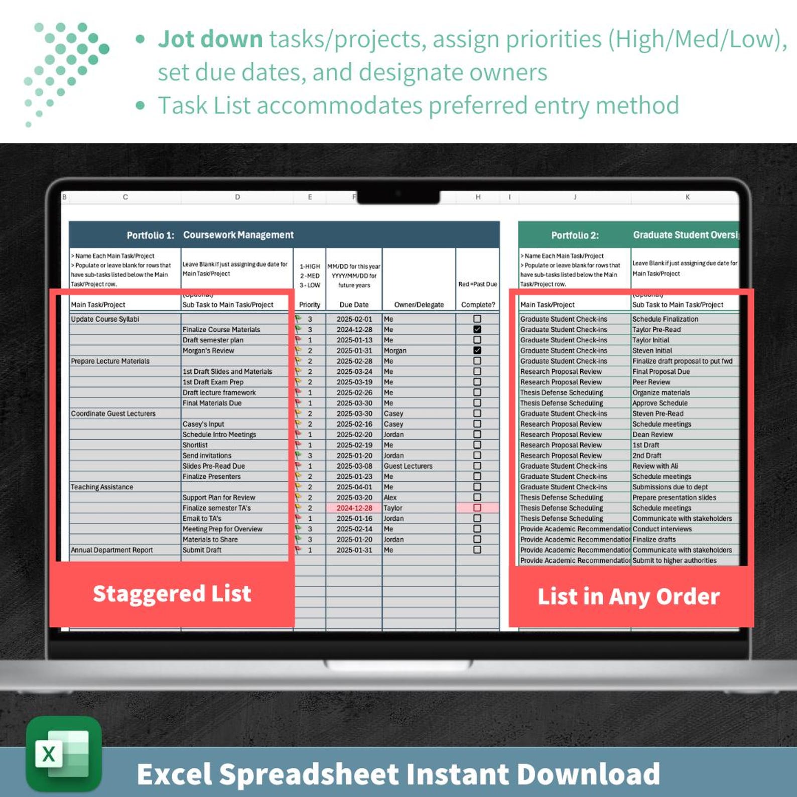 Task Management Template and Dashboard | Team and Project Management ...