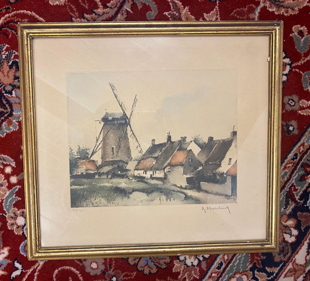Belgium Etching by Artist Roger Hebbelinck in Frame - Etsy