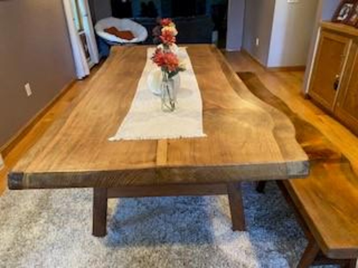 Custom Pine Live-edge Dinning Room Table and Matching Bench ...