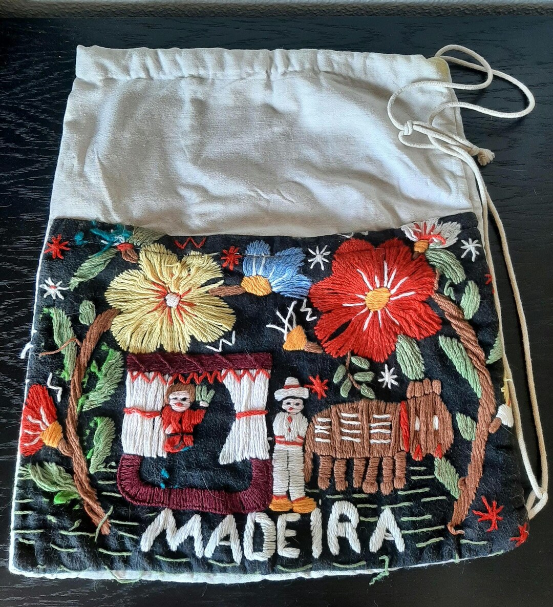 Madeira Island Vintage Cotton Bag Portuguese Traditional Embroidery Bag ...