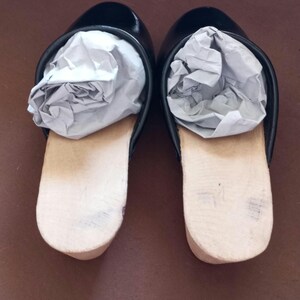Portuguese Folclore Clogs Wood Patent Black Leather Shoes Tradicional ...