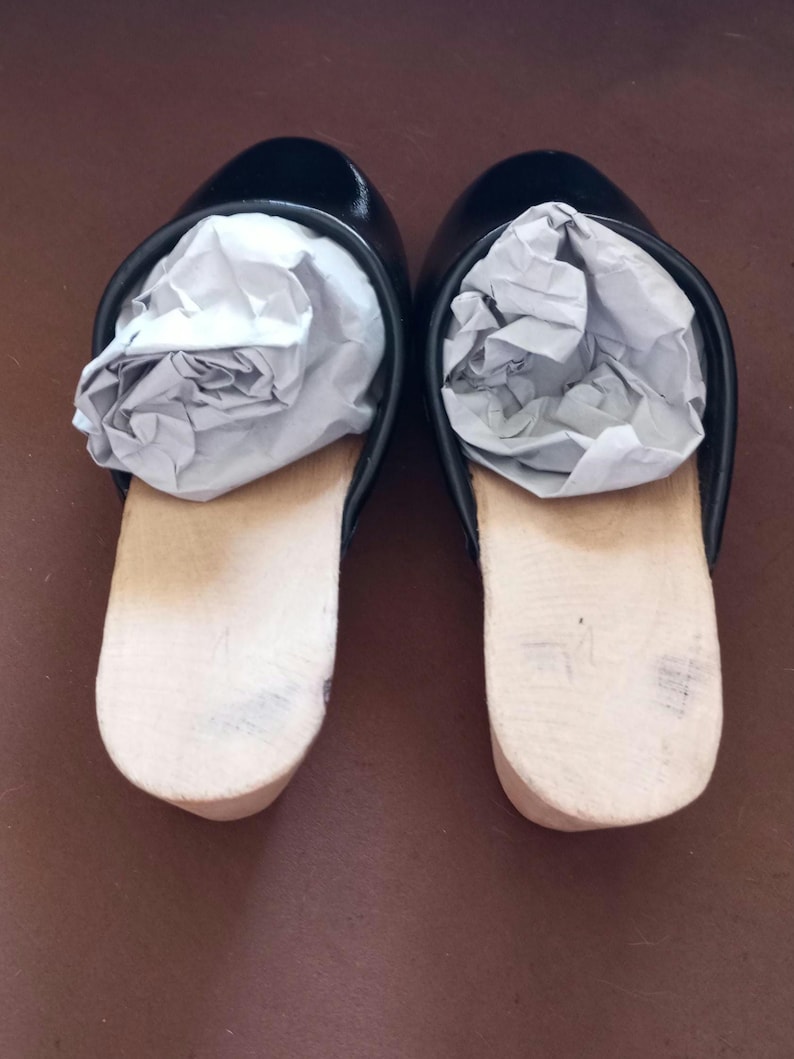 Portuguese Folclore Clogs Wood Patent Black Leather Shoes Tradicional ...