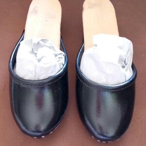 Portuguese Folclore Clogs Wood Patent Black Leather Shoes Tradicional ...