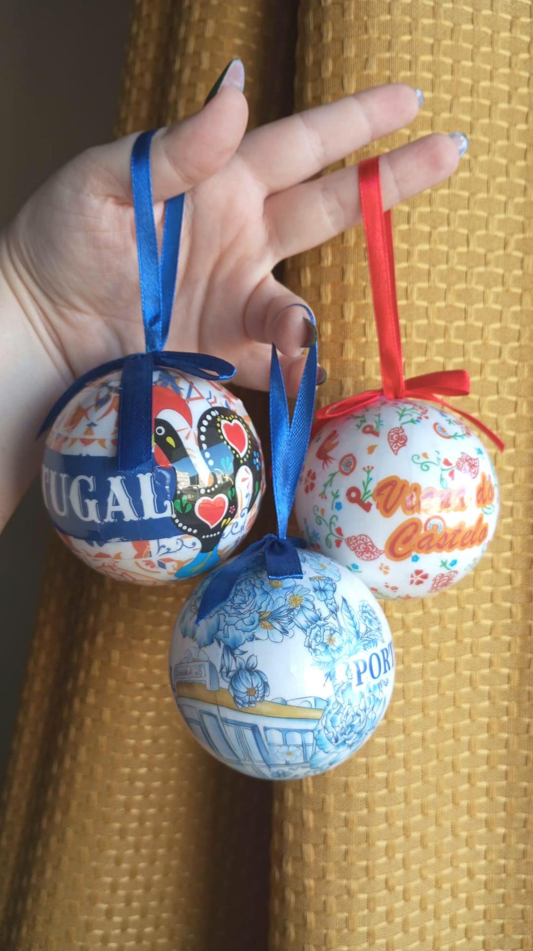 Portuguese Christmas Tree Ornaments Holiday Baubles Portugal Azulejo ...