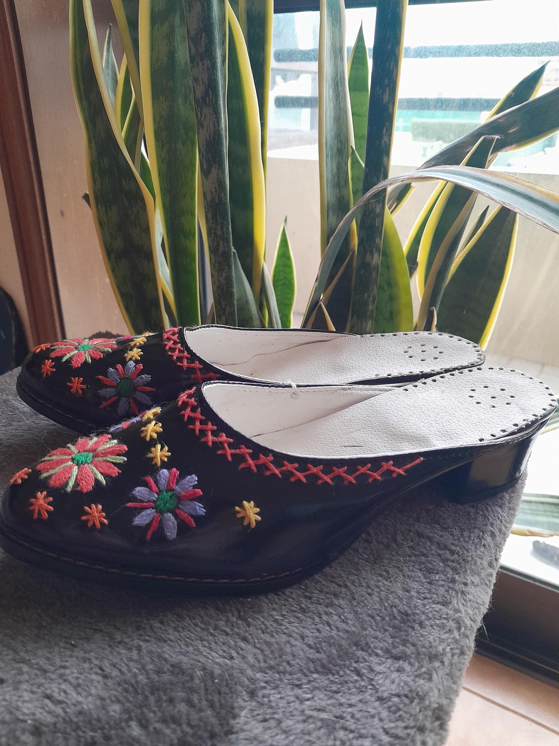 Portuguese Folclore Clogs Patent Leather Hand Embroidery Tradicional ...