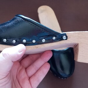Portuguese Folclore Clogs Wood Patent Black Leather Shoes Tradicional ...