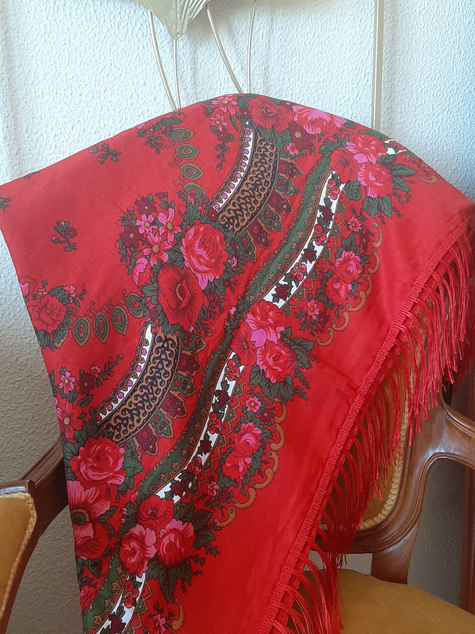Portuguese Folclore Scarf Red Tradicional Minho Shawl Regional Folklore ...
