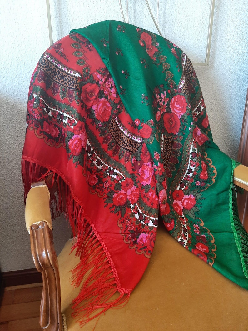 Portuguese Folclore Scarf Red Tradicional Minho Shawl Regional Folklore ...