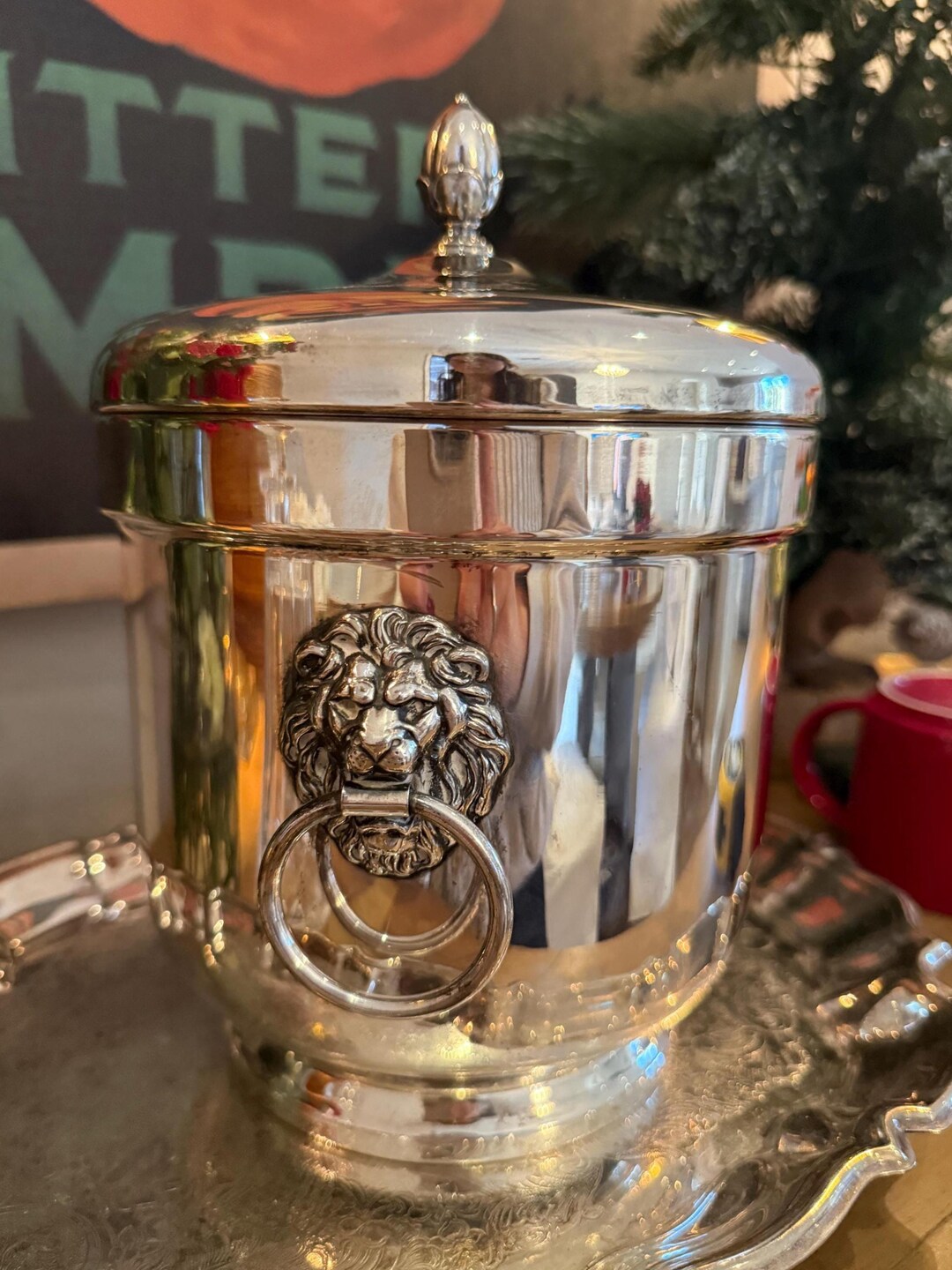 F.B. Rogers Silverplate Ice Bucket – Vintage Regency Lion Head Barware ...