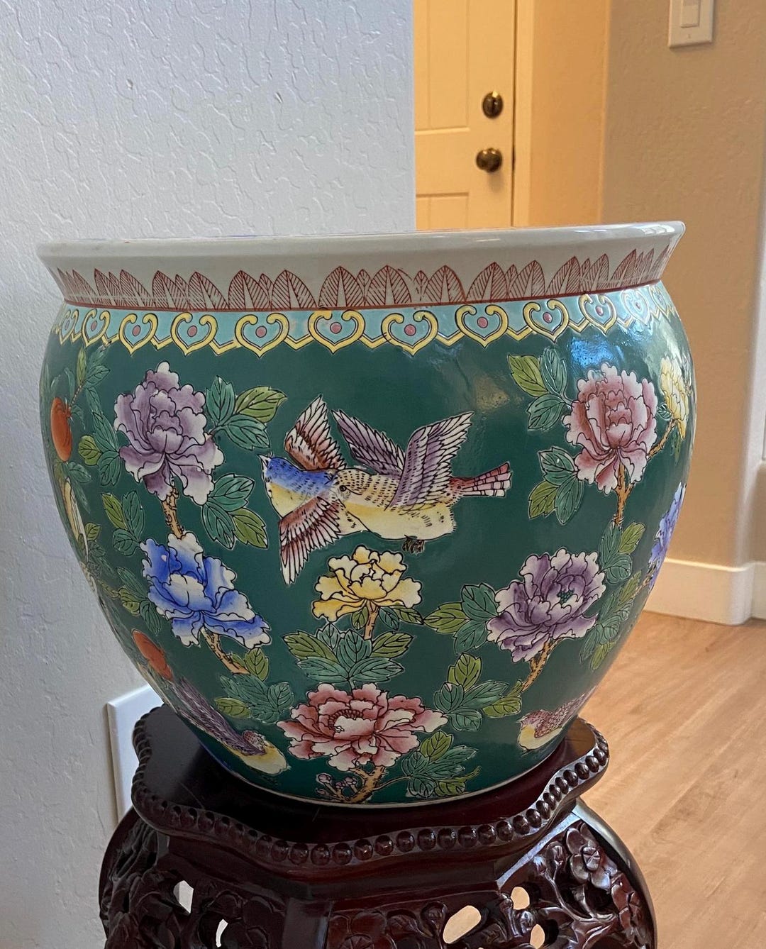 Chinese Ceramic Planter – Large Floral Jardinière - Etsy