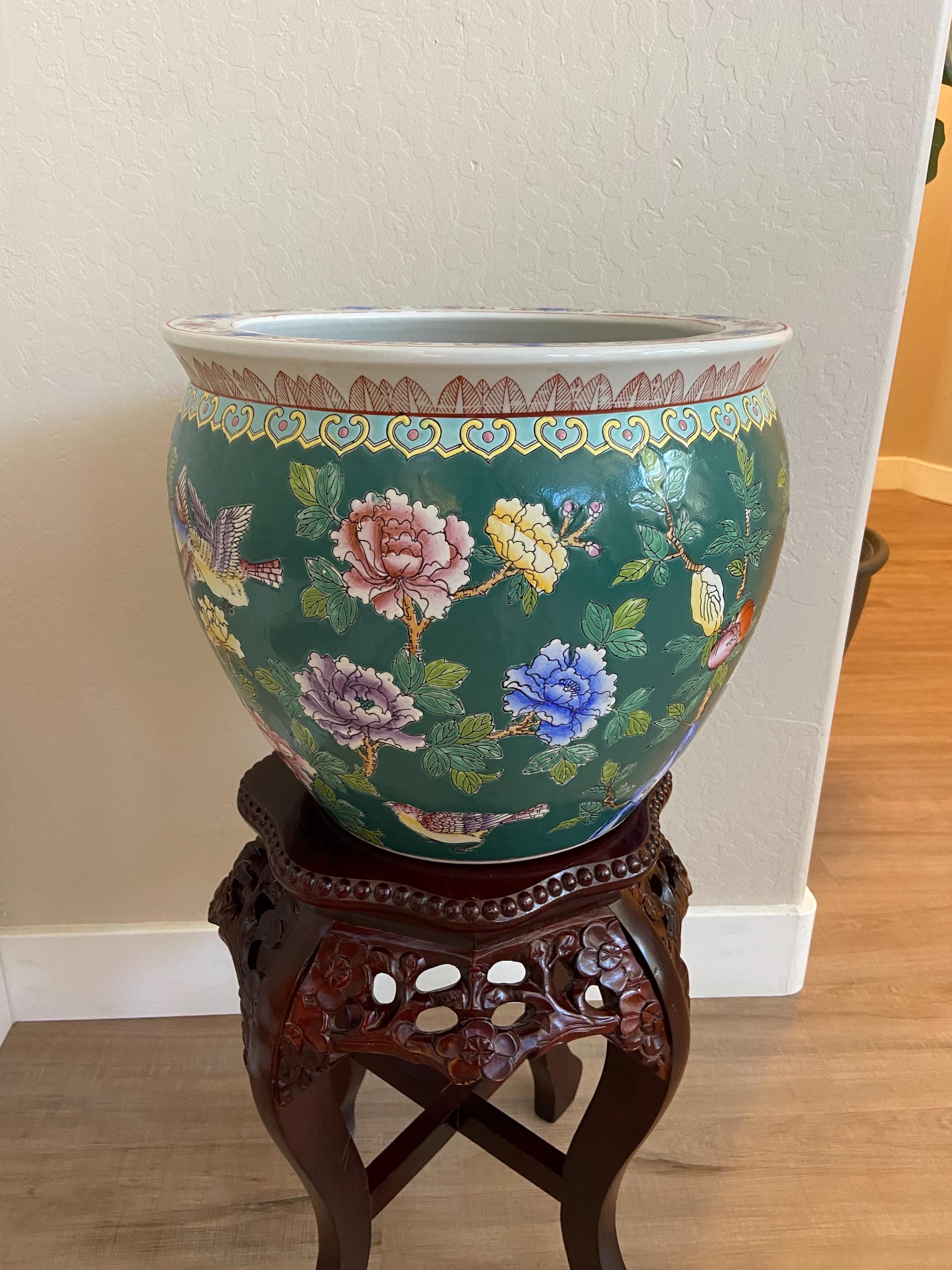 Chinese Ceramic Planter – Large Floral Jardinière - Etsy