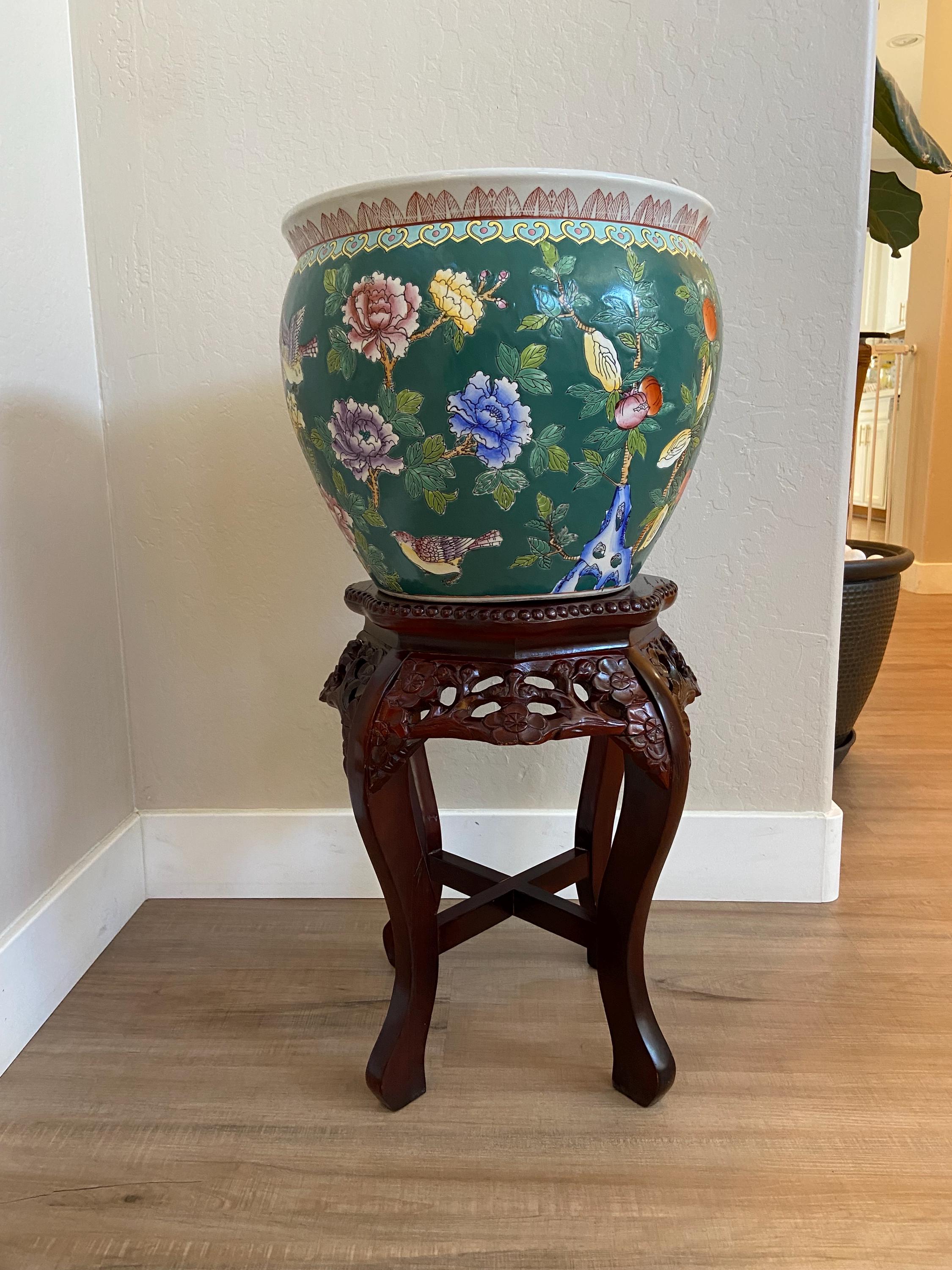 Chinese Ceramic Planter – Large Floral Jardinière - Etsy