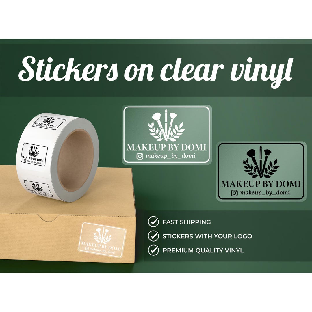 Custom Clear Logo Labels Stickers Personalized Business Logo, Rectangle ...