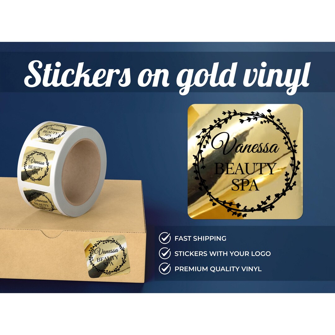 Gold Stickers, Custom Metallic Logo Labels, Stickers Personalized ...