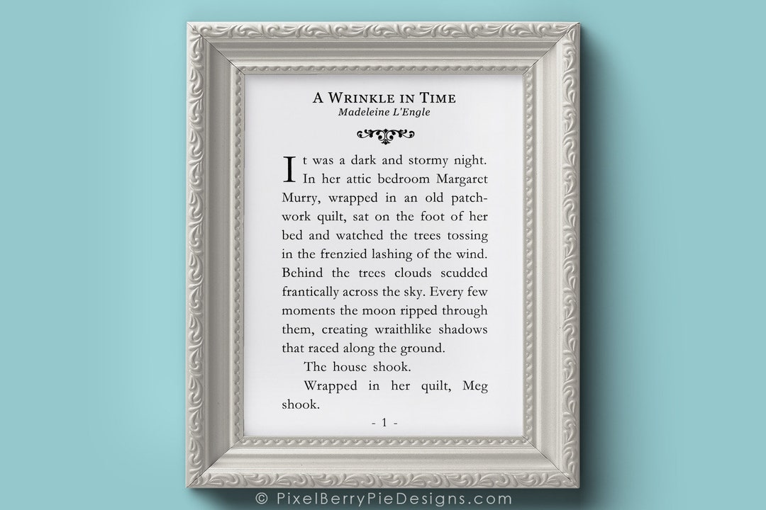 A Wrinkle in Time, First Page of Book Enlargement // 8x10 Print Poster ...
