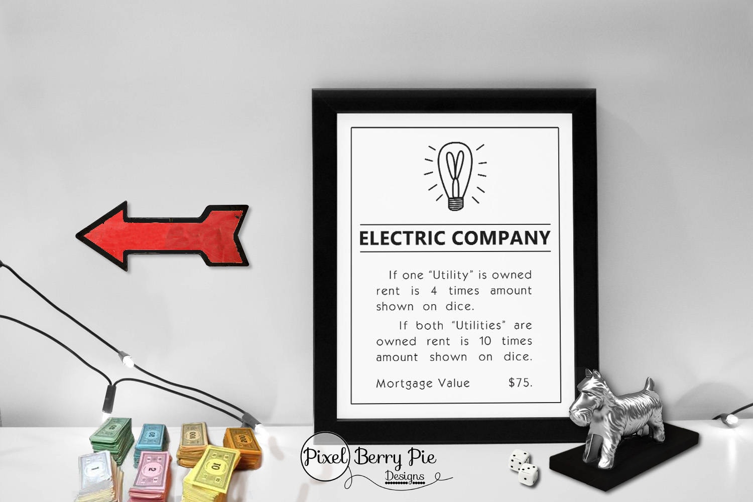 Monopoly Utilities Property Card, 8x10 Art Print // Water & Electric ...