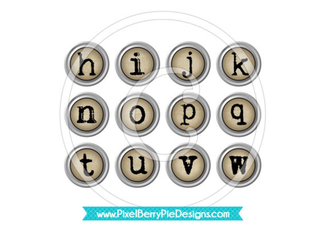 Vintage Typewriter Keys 1 inch Printable Circles Antique | Etsy