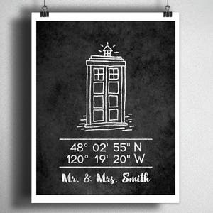 Custom TARDIS Coordinates Print // 8x10 Personalized Doctor | Etsy