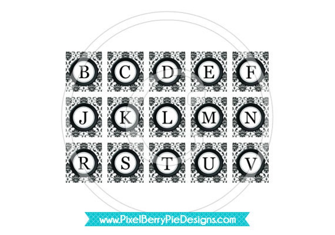 Printable Victorian Damask Typewriter Keys - Scrabble Tile Size Digital ...
